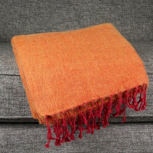 Yak Wool Blanket Scarf Orange Sofa Couch Throws Shawl Wrap Large Throw ...