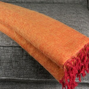 Yak Wool Blanket Scarf Orange Sofa Couch Throws Shawl Wrap Large Throw ...