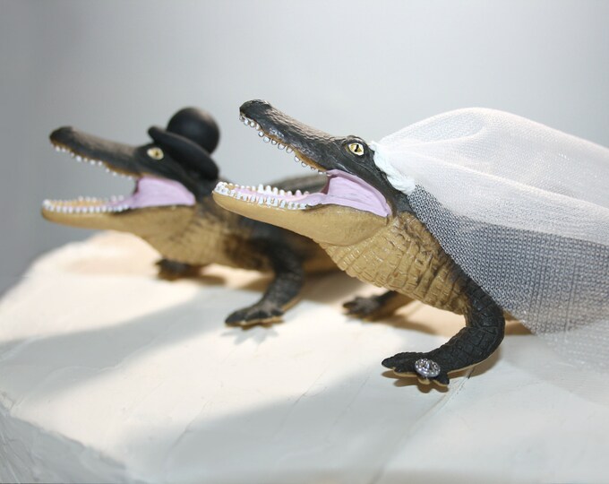 Alligator Cake Toppers - Wedding Cake Toppers - Bride and Groom ...