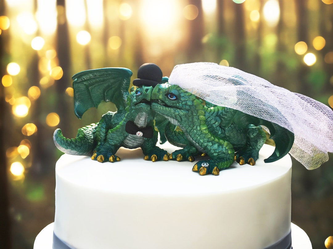 Dragon Cake Toppers; Wedding Cake Toppers; Dragon Bride and Groom ...