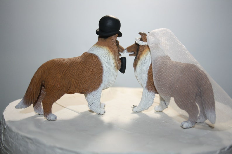 Collie Cake Toppers - Dog Cake Toppers - Wedding Cake Toppers - Bride ...