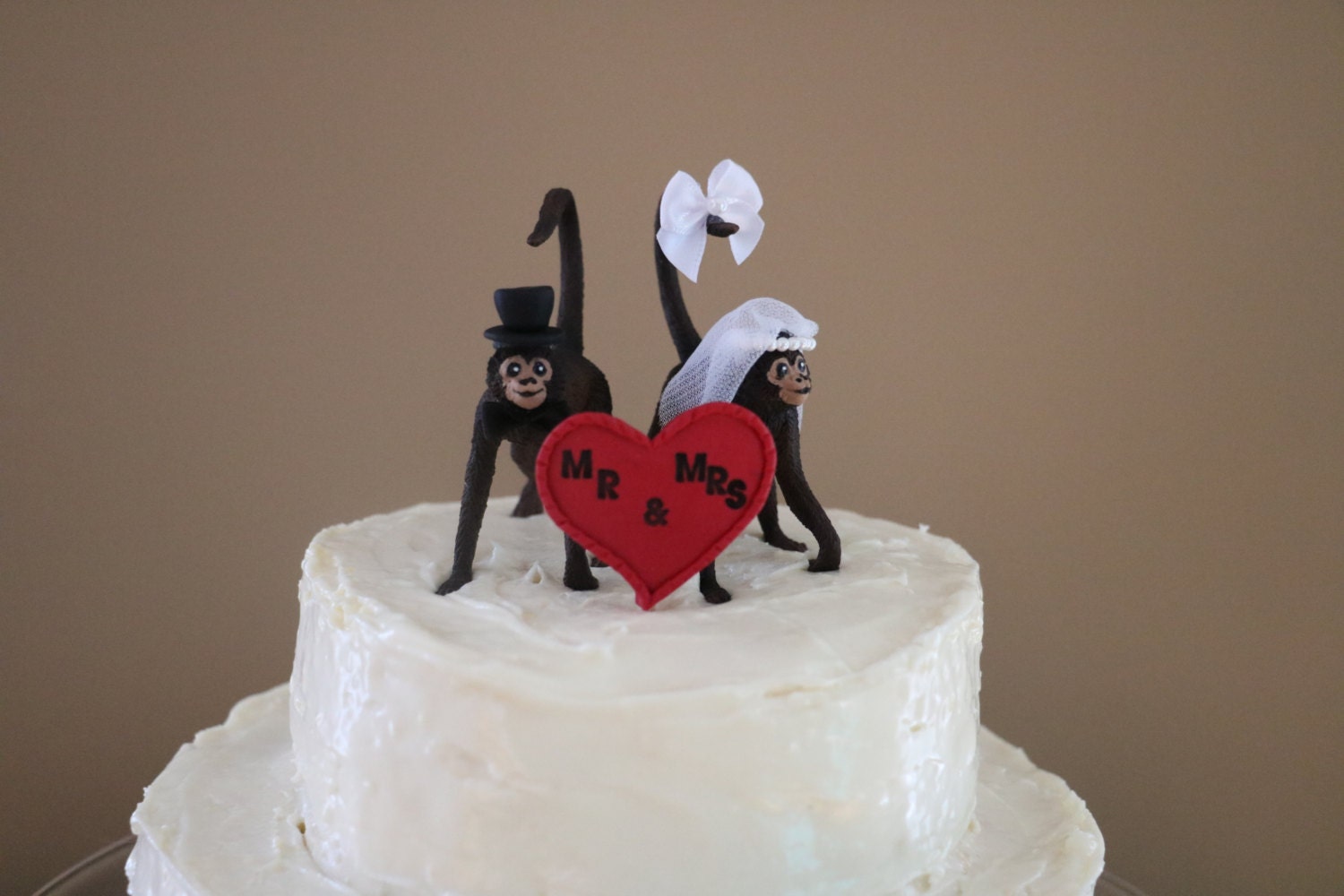 Monkey Bride and Groom Custom Wedding Cake Topper - Animal Wedding Cake ...
