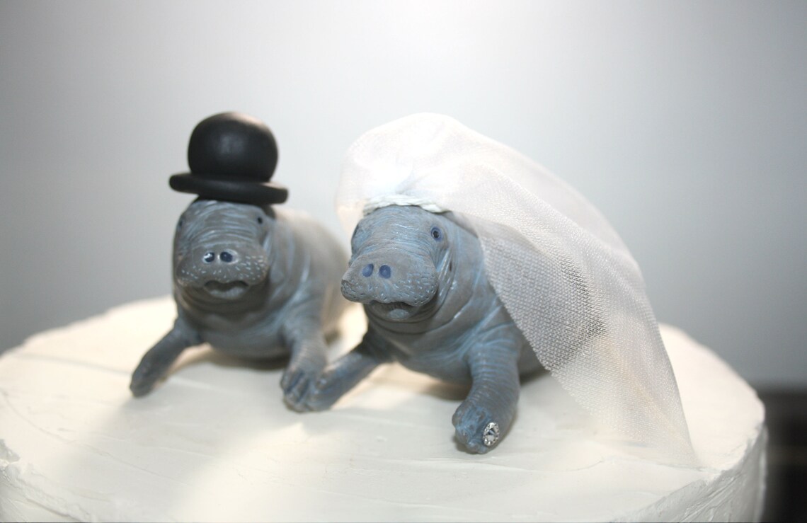 Wedding Cake Toppers Manatee Cake Toppers Animal Cake - Etsy