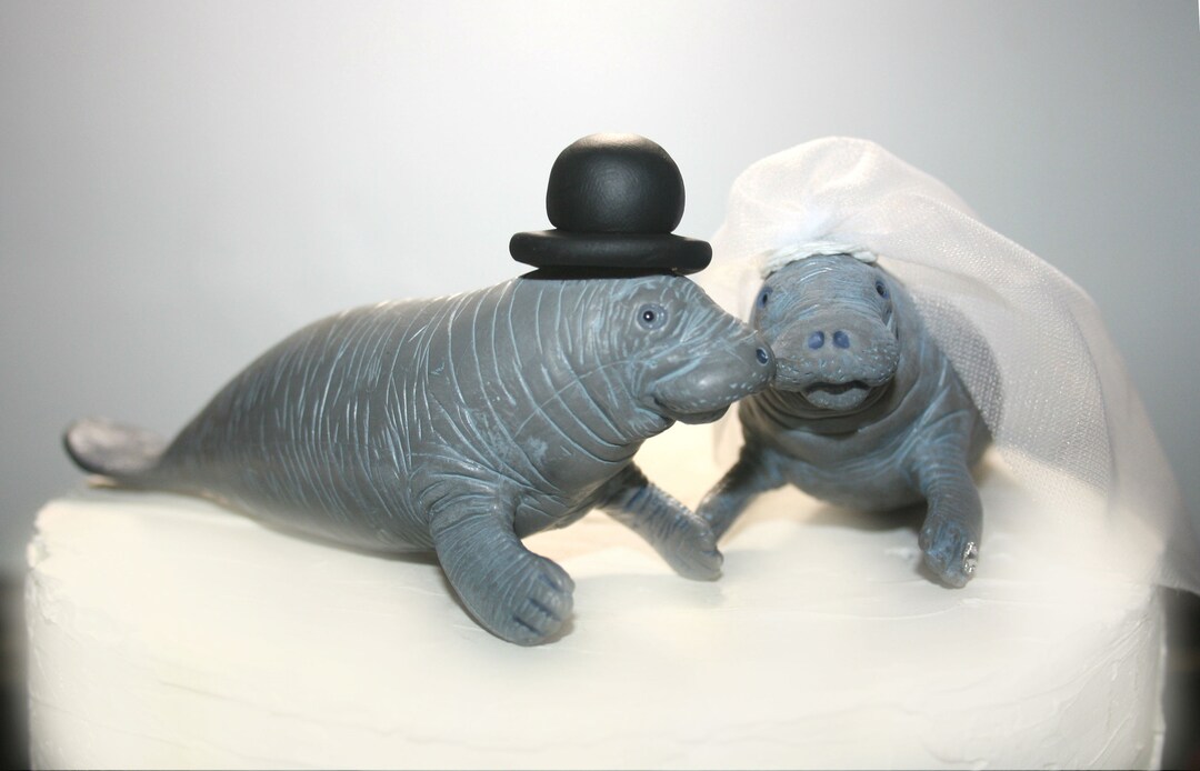 Wedding Cake Toppers Manatee Cake Toppers Animal Cake - Etsy