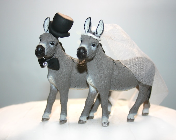 Donkey Bride and Groom Wedding Cake Toppers Donkey Cake Toppers Animal ...