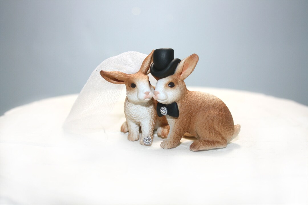 Rabbit Cake Toppers Bunny Cake Toppers Easter Wedding Animal Bride and ...