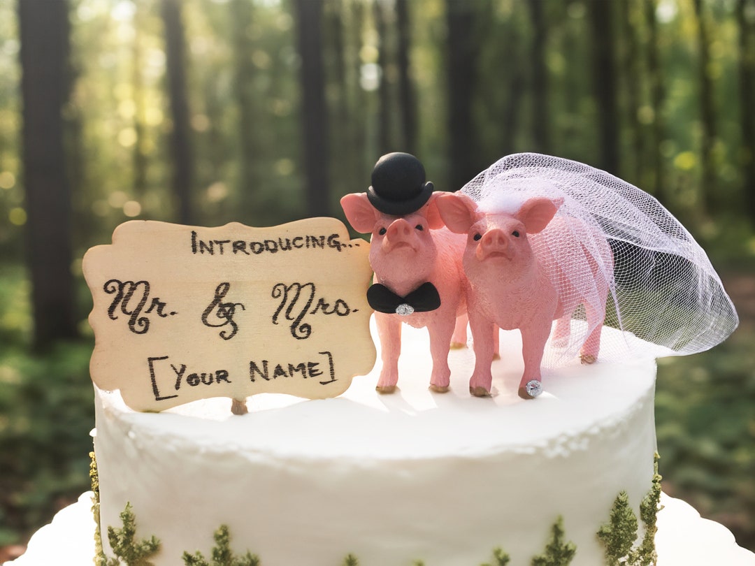 Pig Cake Topper - Wedding Cake Toppers - Pigs - Bride and Grooms ...