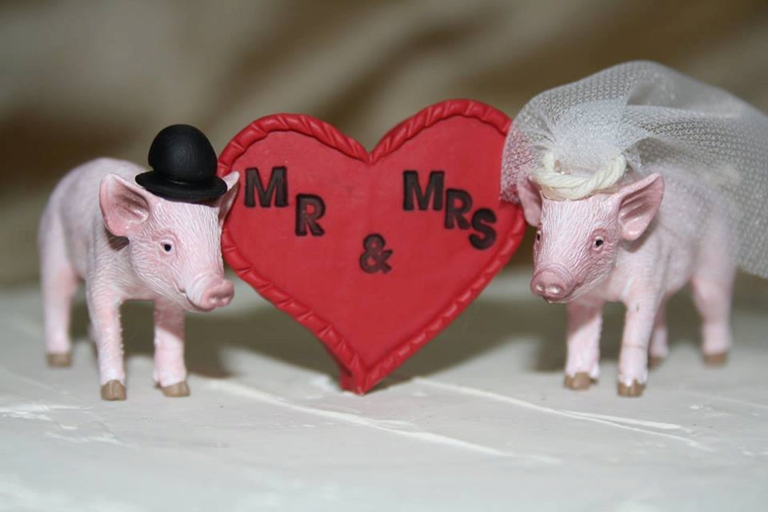 Pig Cake Toppers - Wedding Cake Toppers - Pigs - Bride and Grooms ...
