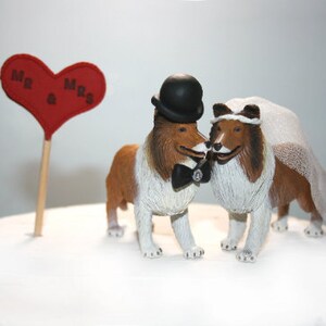 Collie Cake Toppers - Dog Cake Toppers - Wedding Cake Toppers - Bride ...