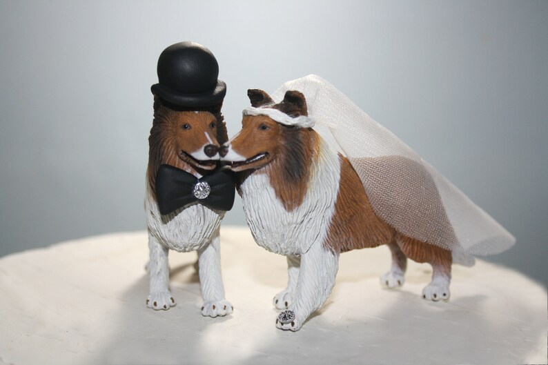 Collie Cake Toppers - Dog Cake Toppers - Wedding Cake Toppers - Bride ...