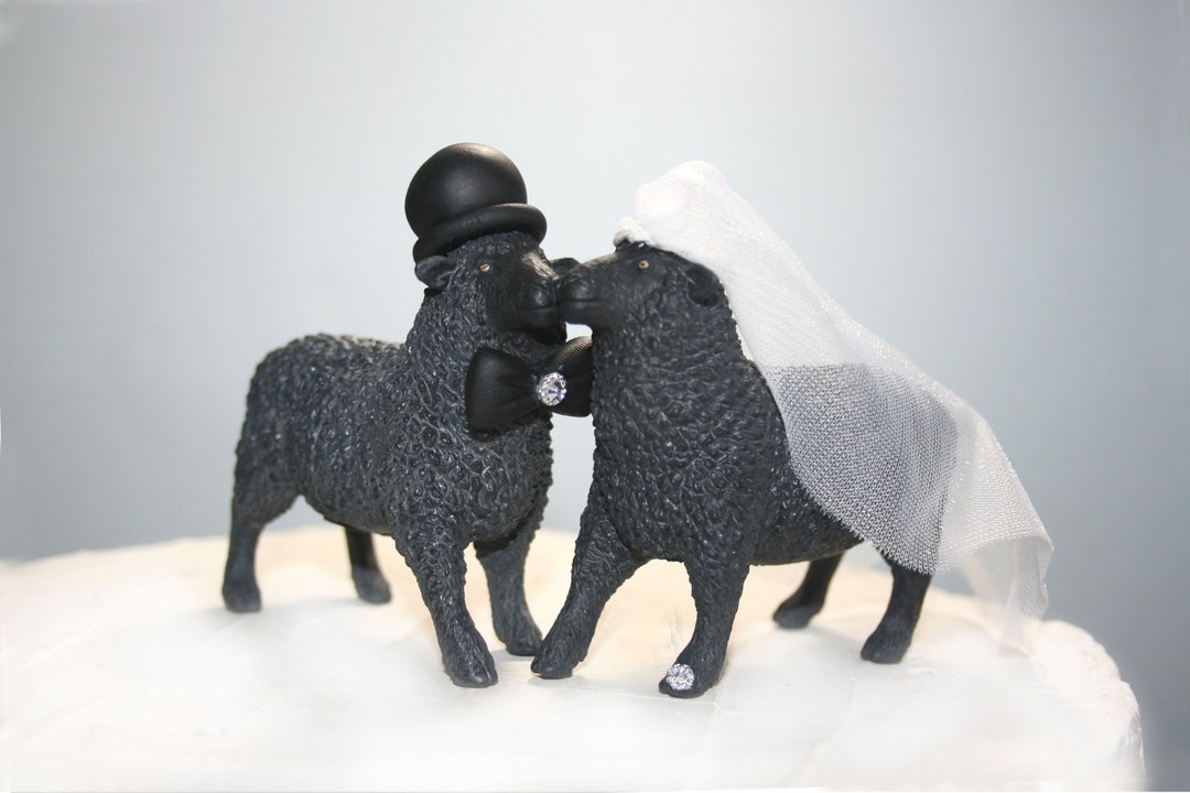 Wedding Cake Toppers - Sheep Cake Topper - Black Sheep - Custom Cake ...