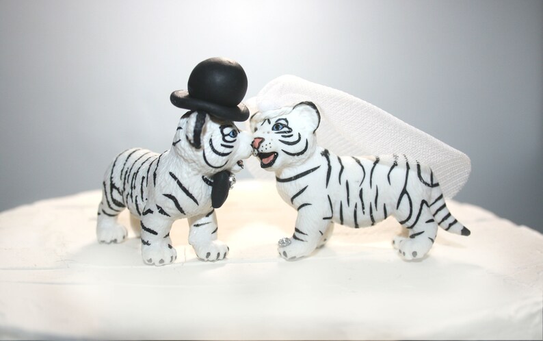 White Tiger Cake Toppers - Bride and Groom - Custom Cake Toppers ...