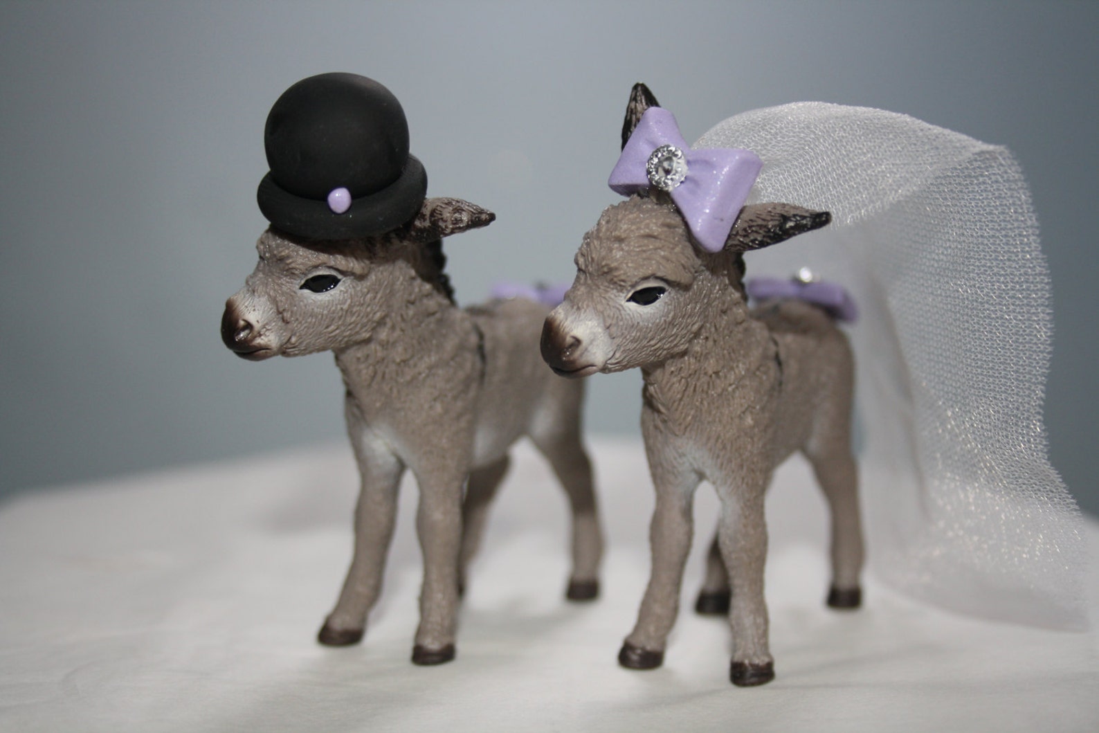 Donkey Wedding Cake Toppers Bride and Groom Donkeys | Etsy