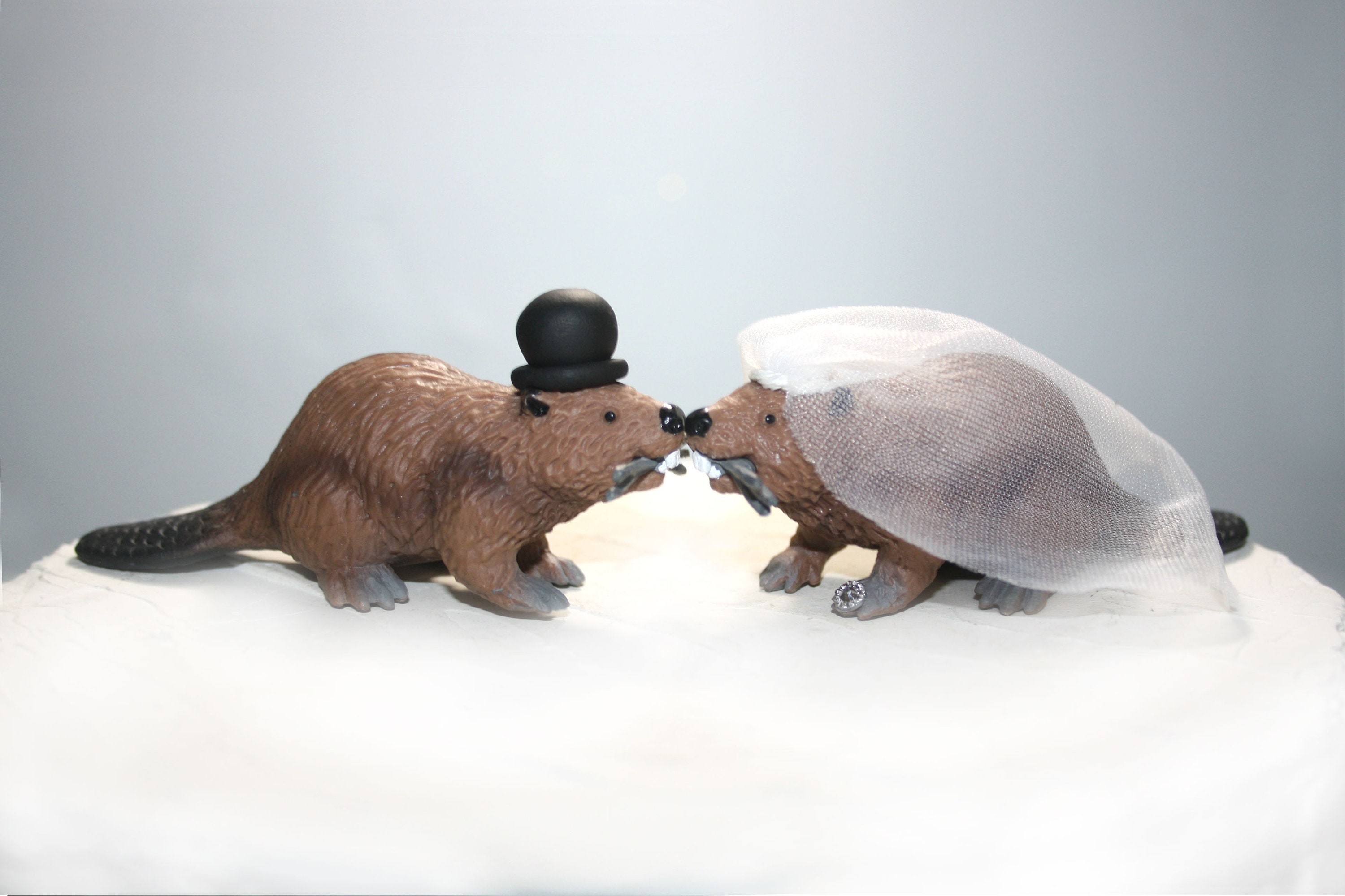 Wedding Cake Toppers Bride Groom Beavers Canadian Cute | Etsy