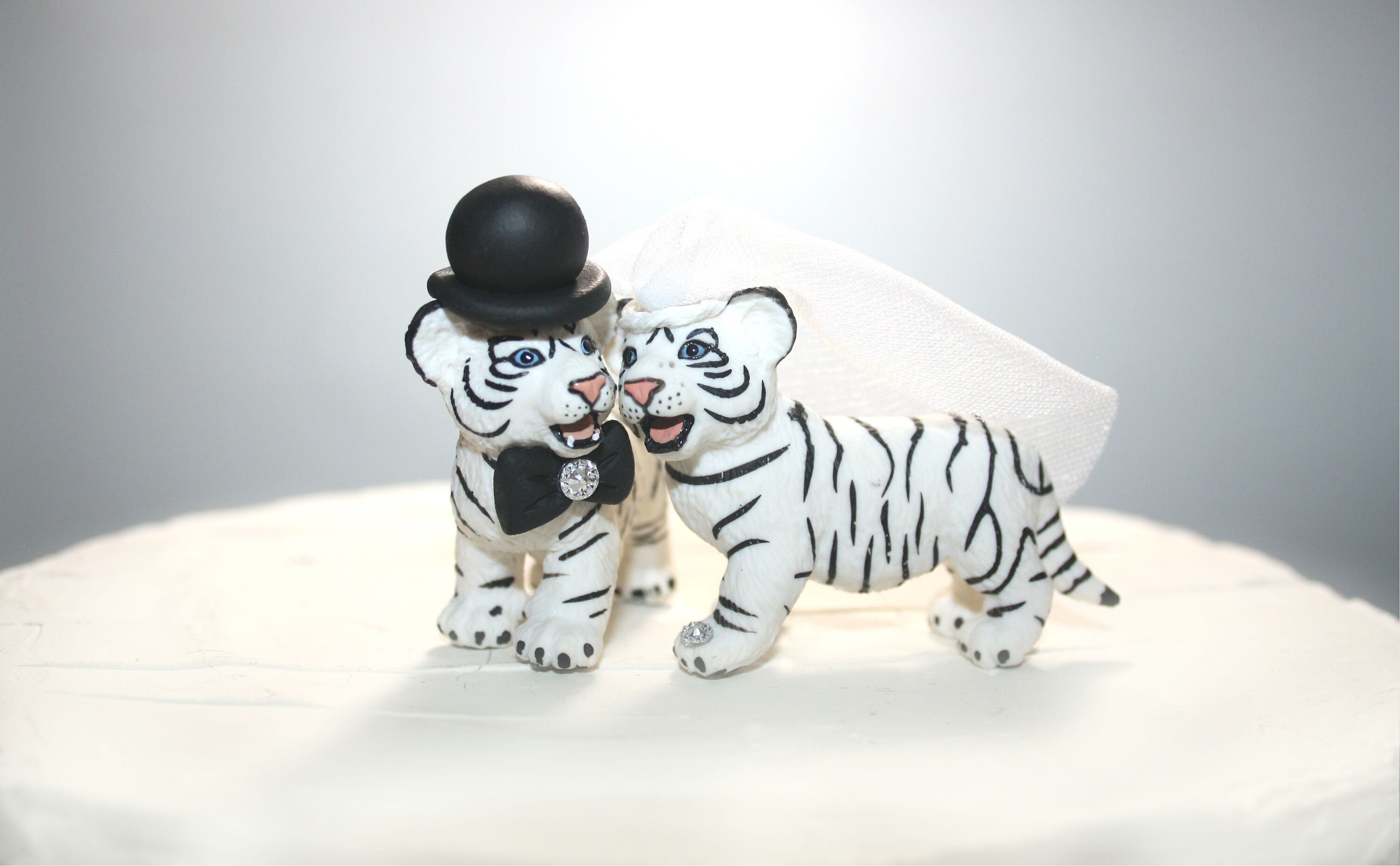 White Tiger Cake Toppers - Bride and Groom - Custom Cake Toppers ...