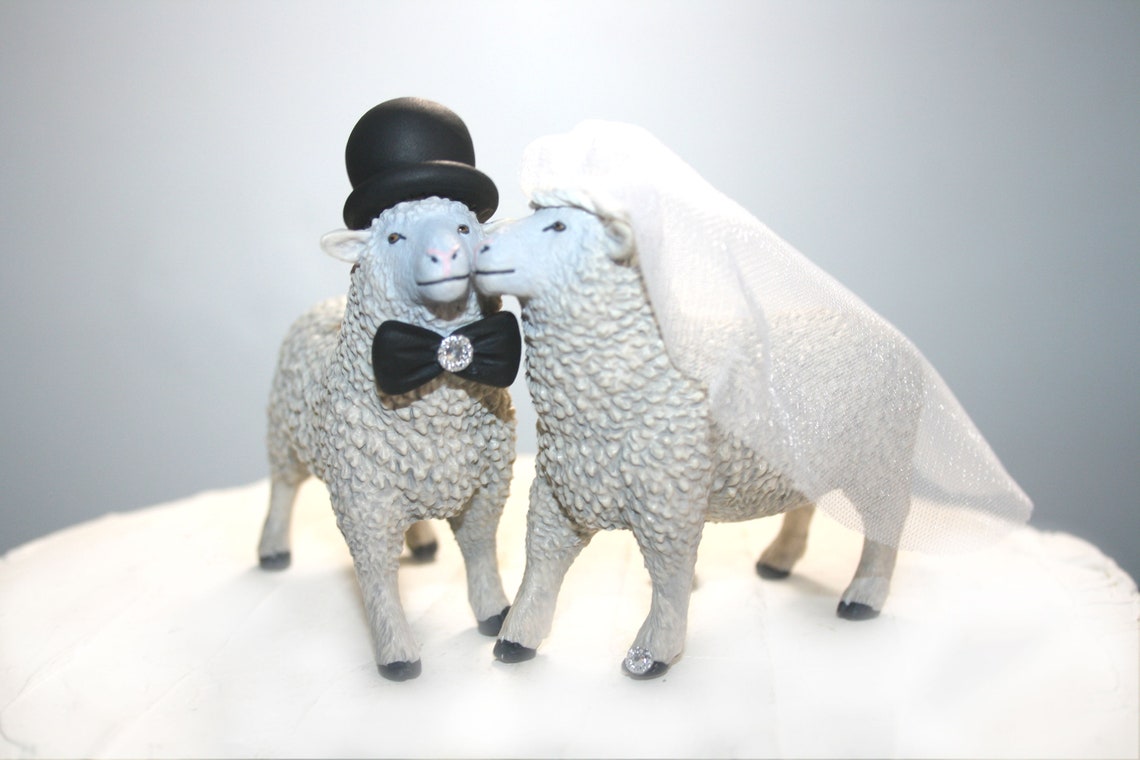 Sheep Cake Toppers Wedding Cake Toppers Bride and Groom | Etsy