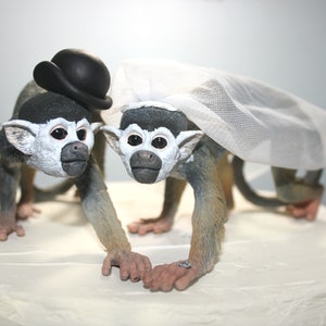 Monkey Cake Toppers - Wedding Cake Toppers - Squirrel Monkeys - Large Cake Toppers - Bride and ...