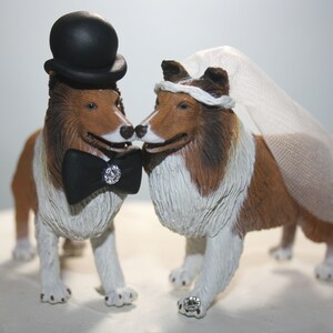 Collie Cake Toppers - Dog Cake Toppers - Wedding Cake Toppers - Bride ...