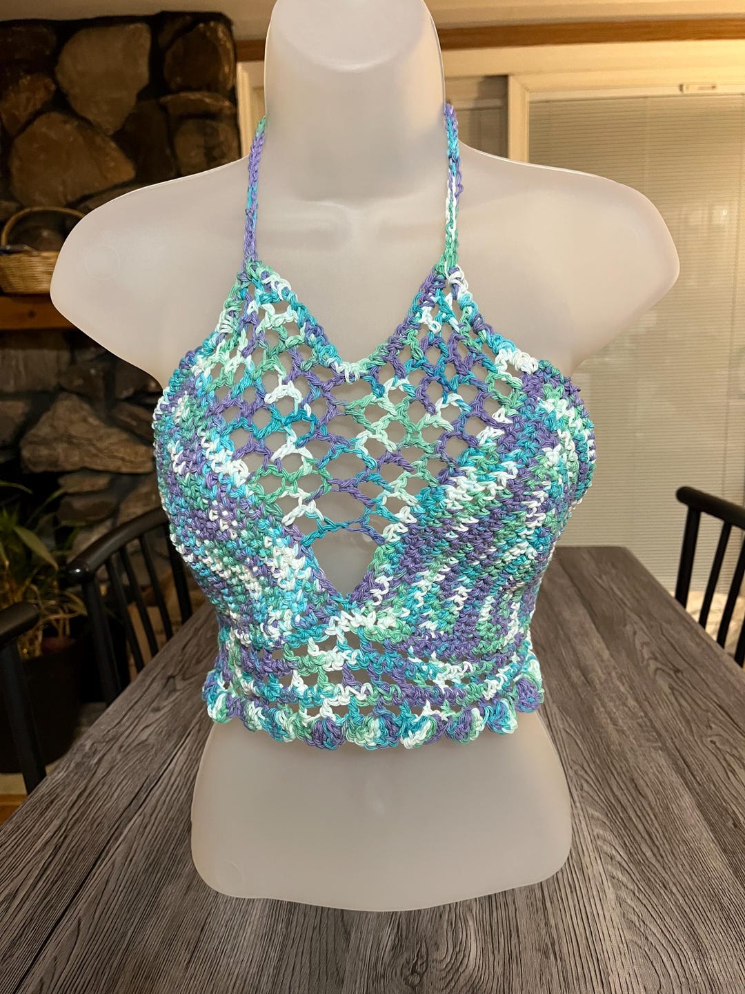 Crochet Crop Top Halter Top Bralette - Free Shipping - Etsy