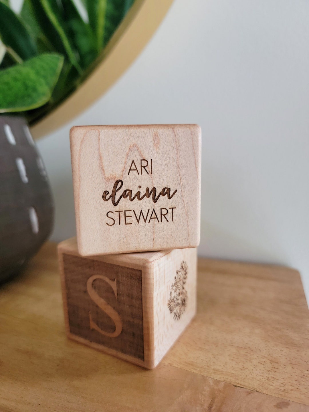 Custom Engraved Baby Block // Newborn Baby Gift // Personalized Wooden ...