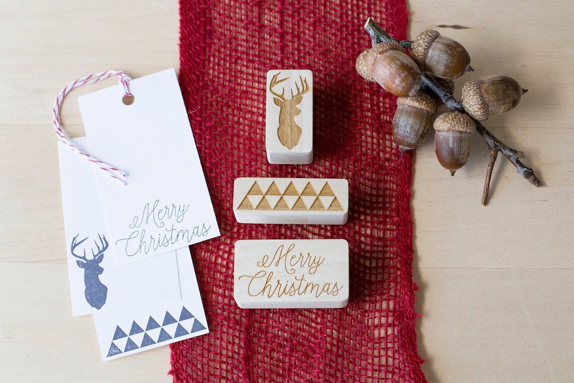 Modern Triangle Stamp // Gift Tag Stamp // Christmas Card Stamp ...