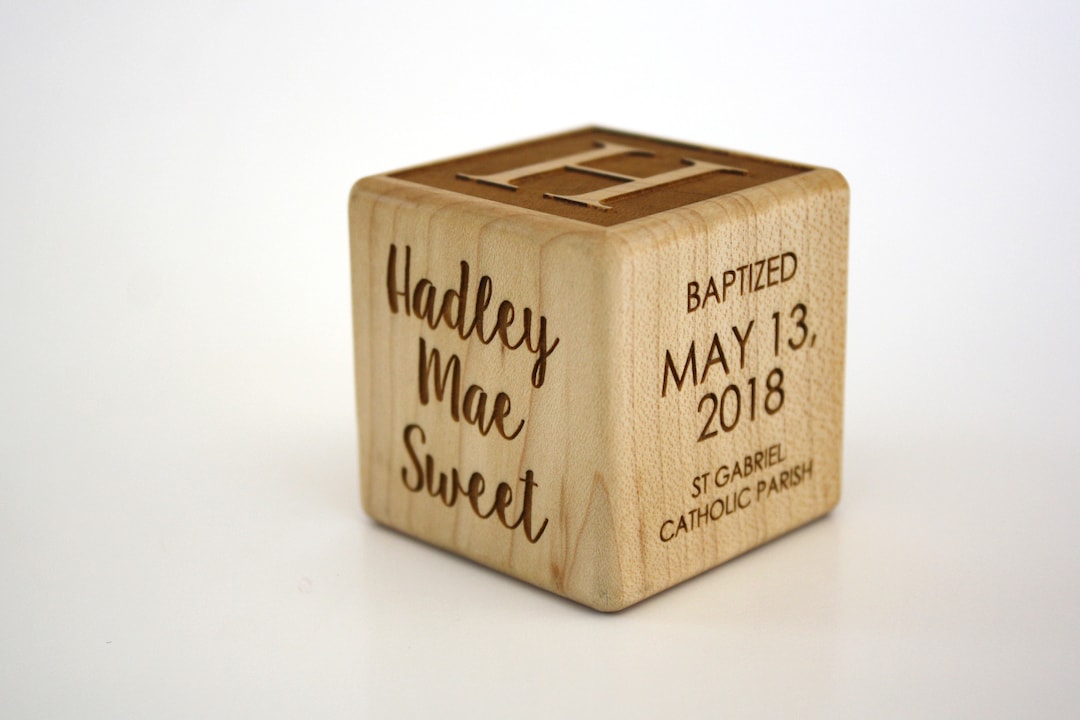 Custom Engraved Baptism Baby Block // Baptism Gift // Baby Christening ...