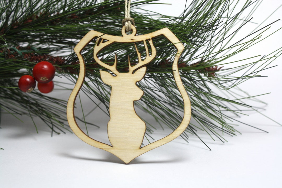 Buck Head Ornament // Laser Cut Ornament // Cabin Tree Ornament // Gift ...