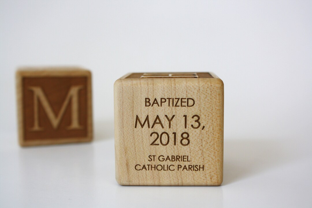 Custom Engraved Baptism Baby Block // Baptism Gift // Baby Christening ...
