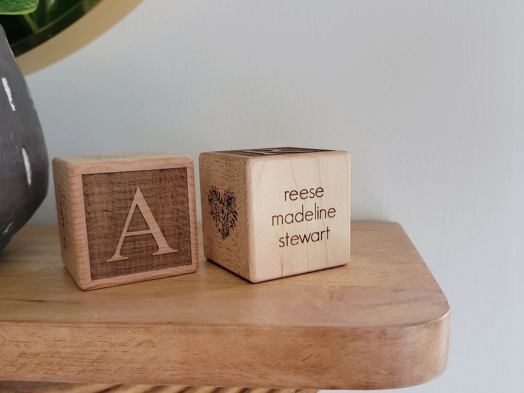 Custom Engraved Baby Block // Wooden Block // Personalized Baby Girl ...