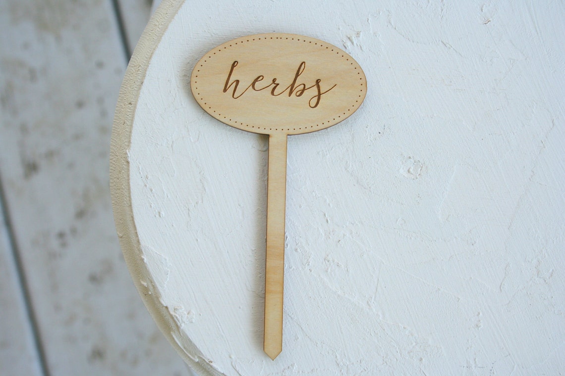 Herbs Tag // Elegant Plant Marker // Calligraphy Garden Tag // Engraved ...
