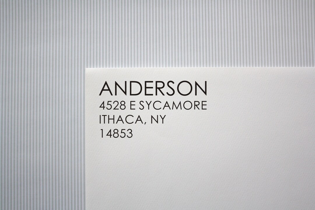 Left Justified Address Stamp // Mid Century Modern Return Address Stamp ...
