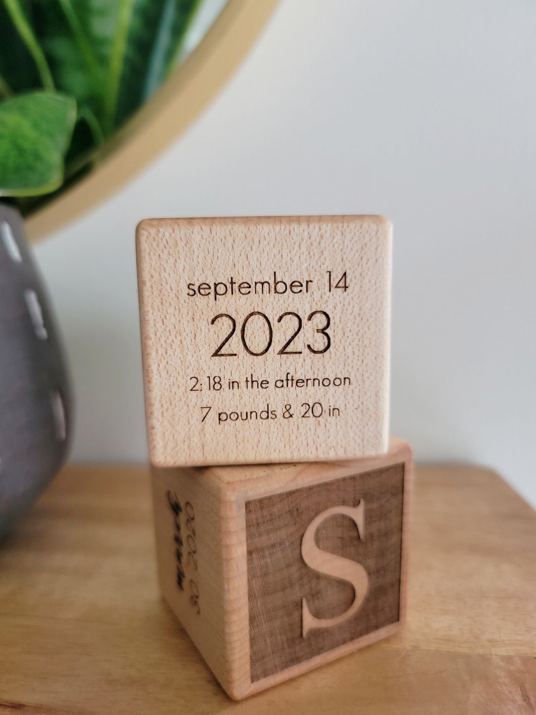Custom Engraved Baby Block // Heirloom Quality Newborn Gift // Wooden ...