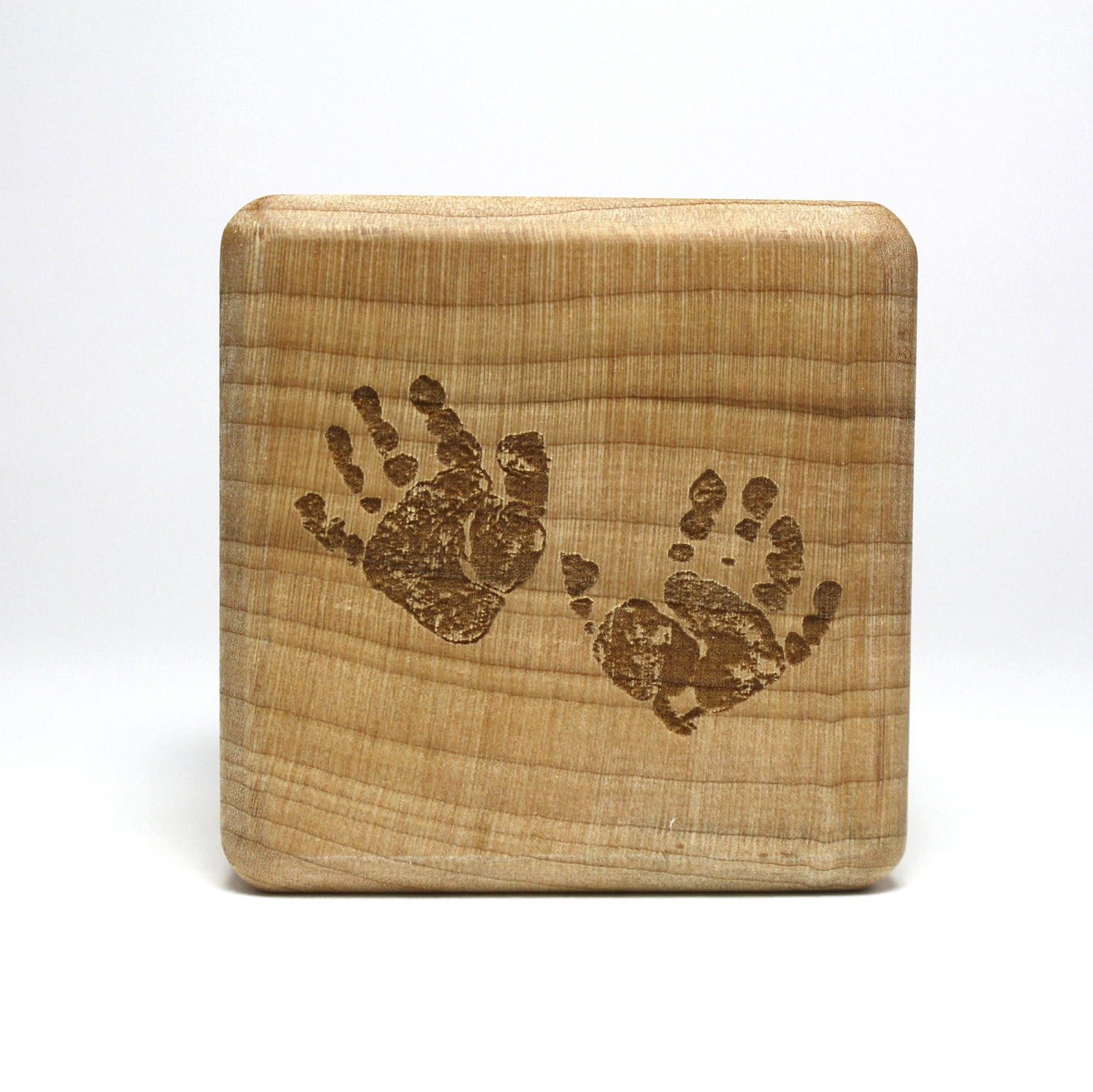 Custom Infant Memorial Engraved Baby Block With Handprints // Baby Loss ...