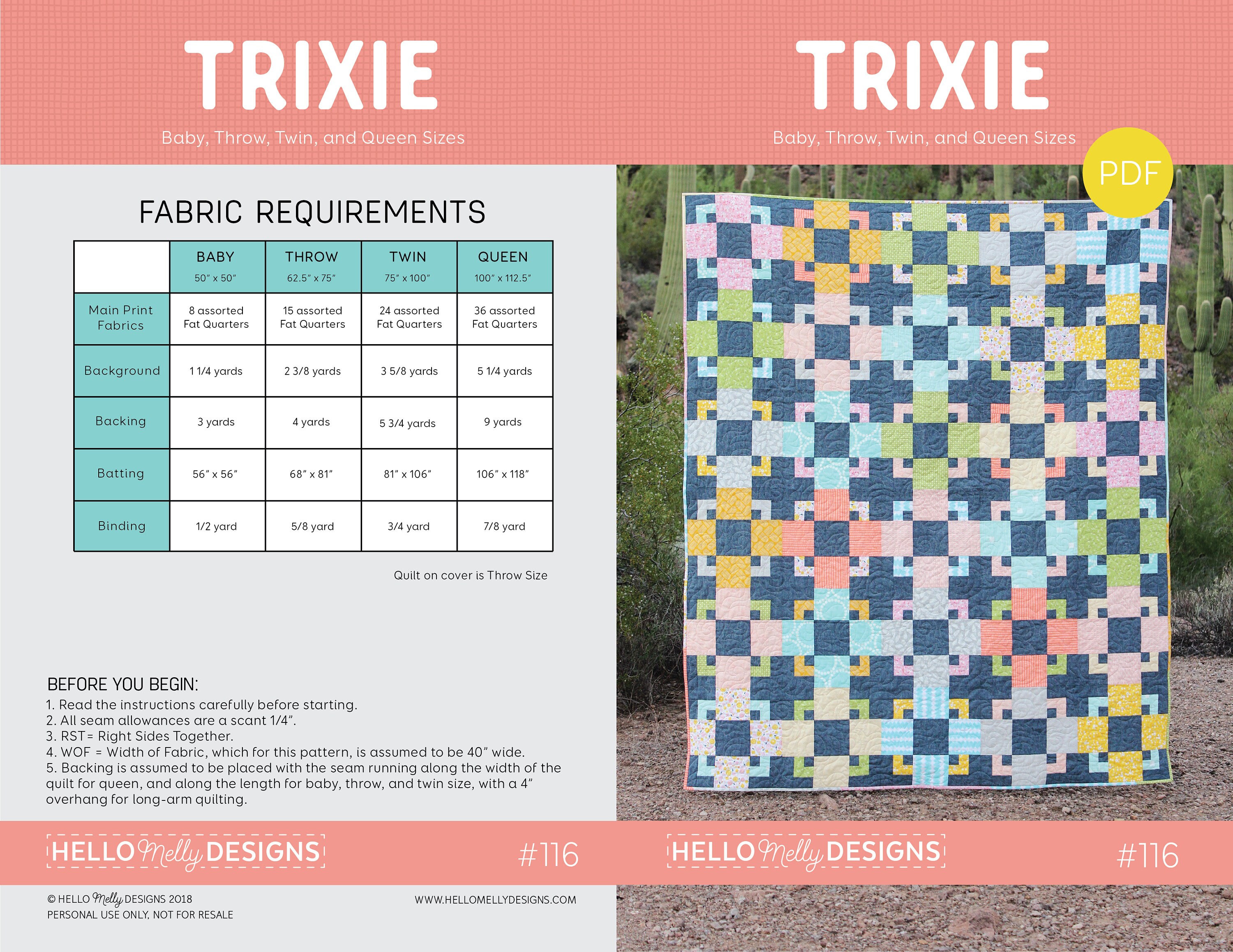 Trixie Quilt Pattern PDF - Etsy