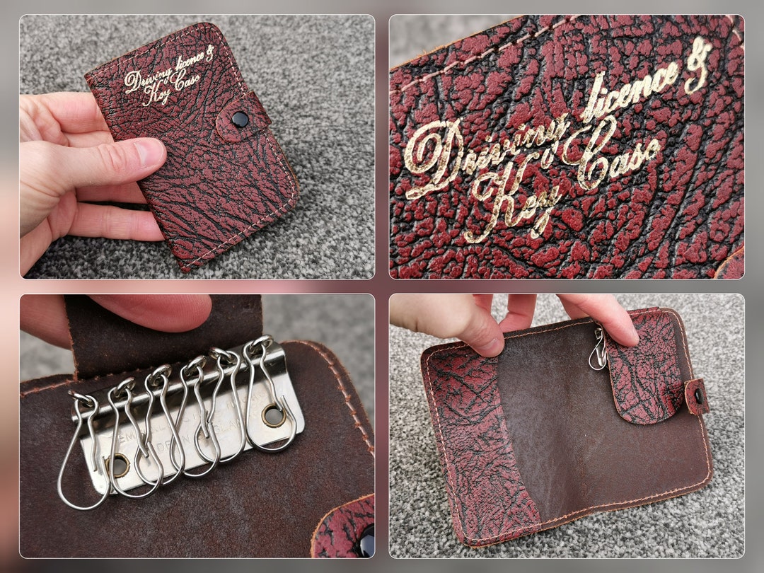 Vintage Leather Key Case & Driving Licence Wallet Pouch Pocket Size Tab ...