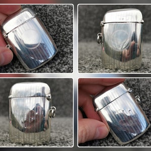 1926 R.bs Solid Silver Vesta Case Gilt Lined, Pinstripe Engraved, Art ...