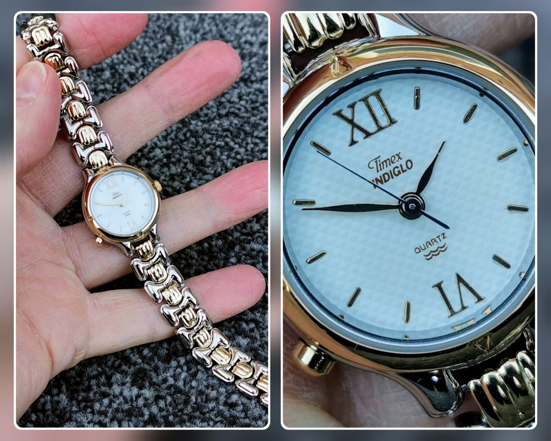 Classic TIMEX Indiglo Dial Quartz Watch Two Tone Stainless Steel ...