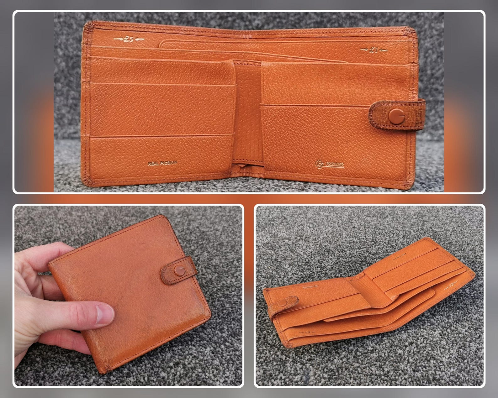 PJ 'premier' Vintage Pigksin Leather Notecase Pocket Wallet, 1960s/70s ...