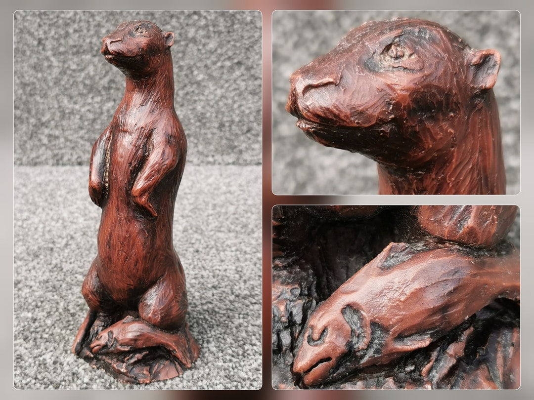 Vintage Traditional Characters Priory Castings Otter & Fish Sculpture ...