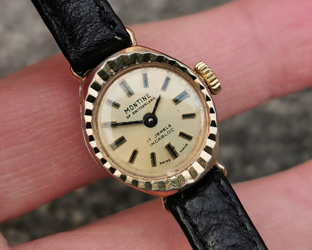 Vintage Montine Watch Swiss Made, Dainty Oval Dial, 17 Jewels Hand-wind ...