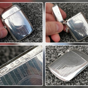 1926 R.bs Solid Silver Vesta Case Gilt Lined, Pinstripe Engraved, Art ...