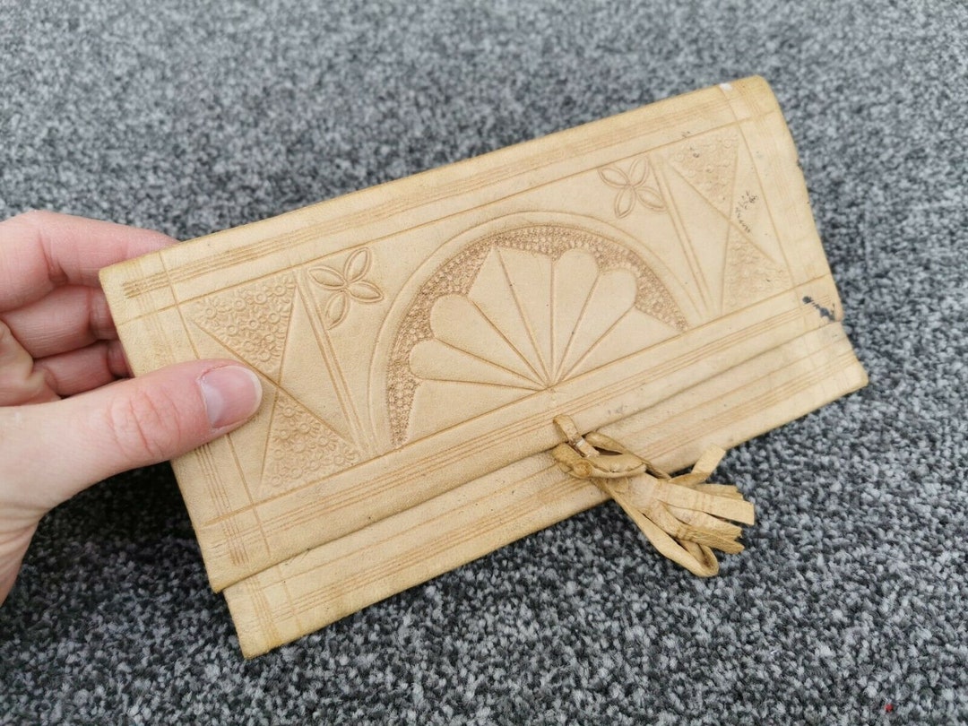 Vintage Moroccan Artisan Leather Wallet Handmade Morocco Money Passport ...