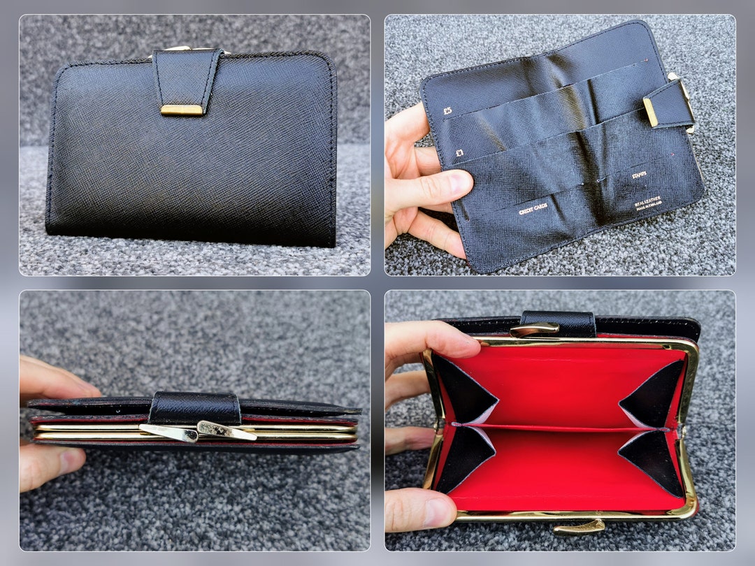 1960s English Leather Purse Notes, Credit Card & Stamp Slips, Dual Coin ...