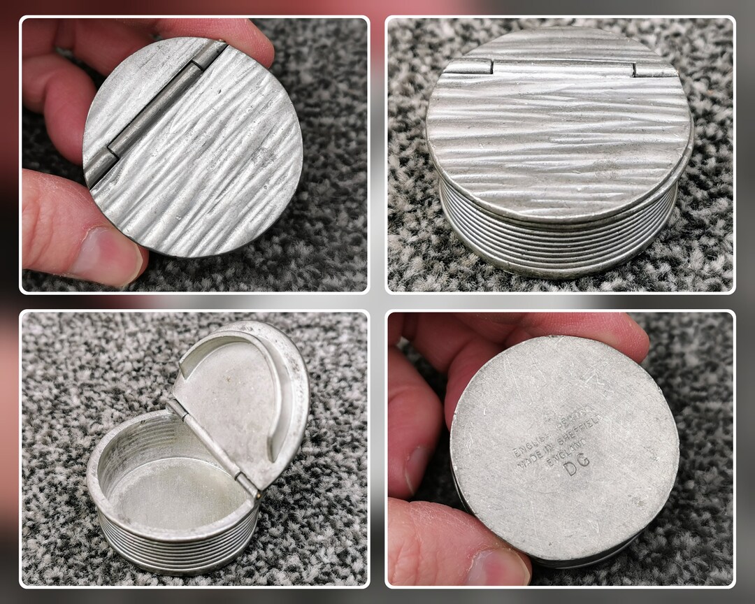 Antique English Pewter Snuff Box Pill Tobacco Holder, Ornate Design DG ...