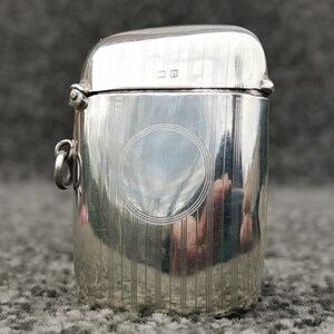 1926 R.bs Solid Silver Vesta Case Gilt Lined, Pinstripe Engraved, Art ...