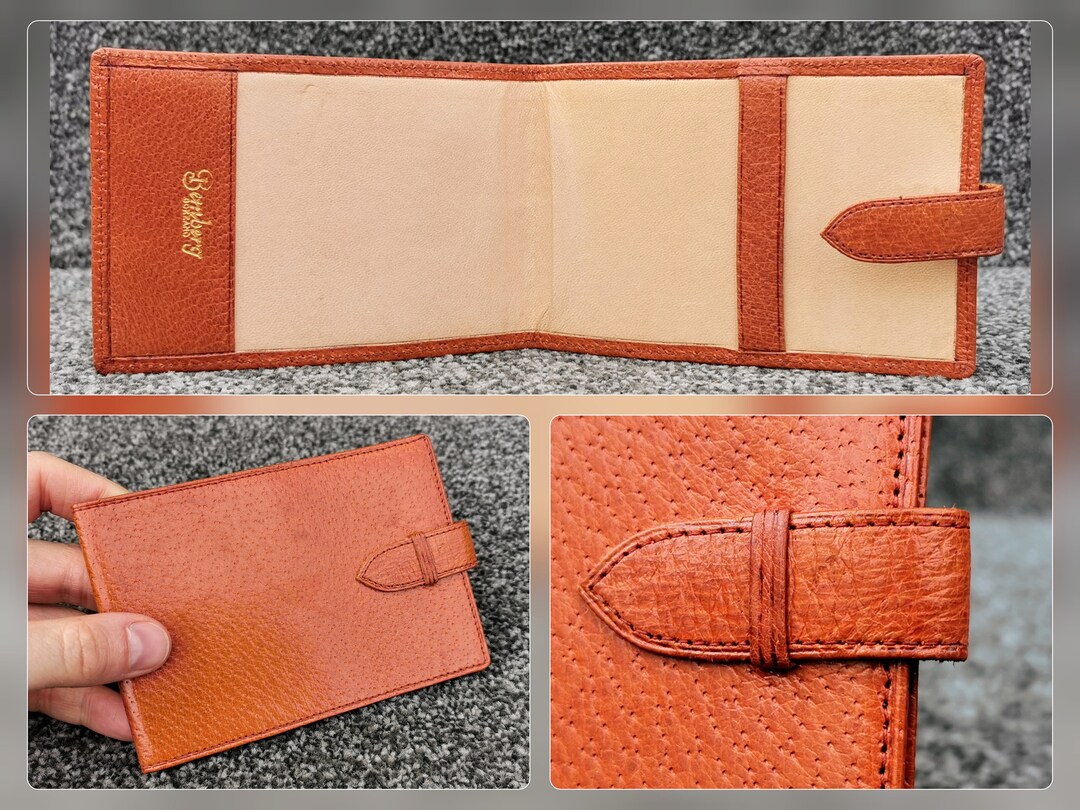 Vintage Bemberg Gozzano Leather Cheque Bank Book Wallet Sleeve Holder ...