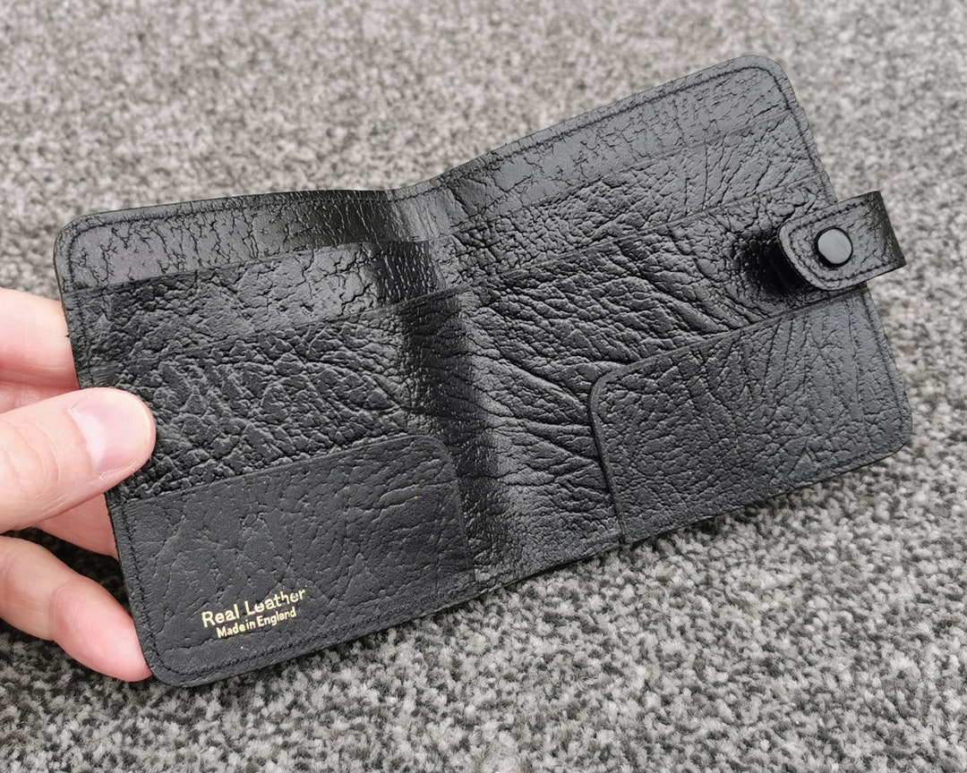 Vintage Grained Leather Hip Wallet, Tab Fastening, Notes & Credit Card ...