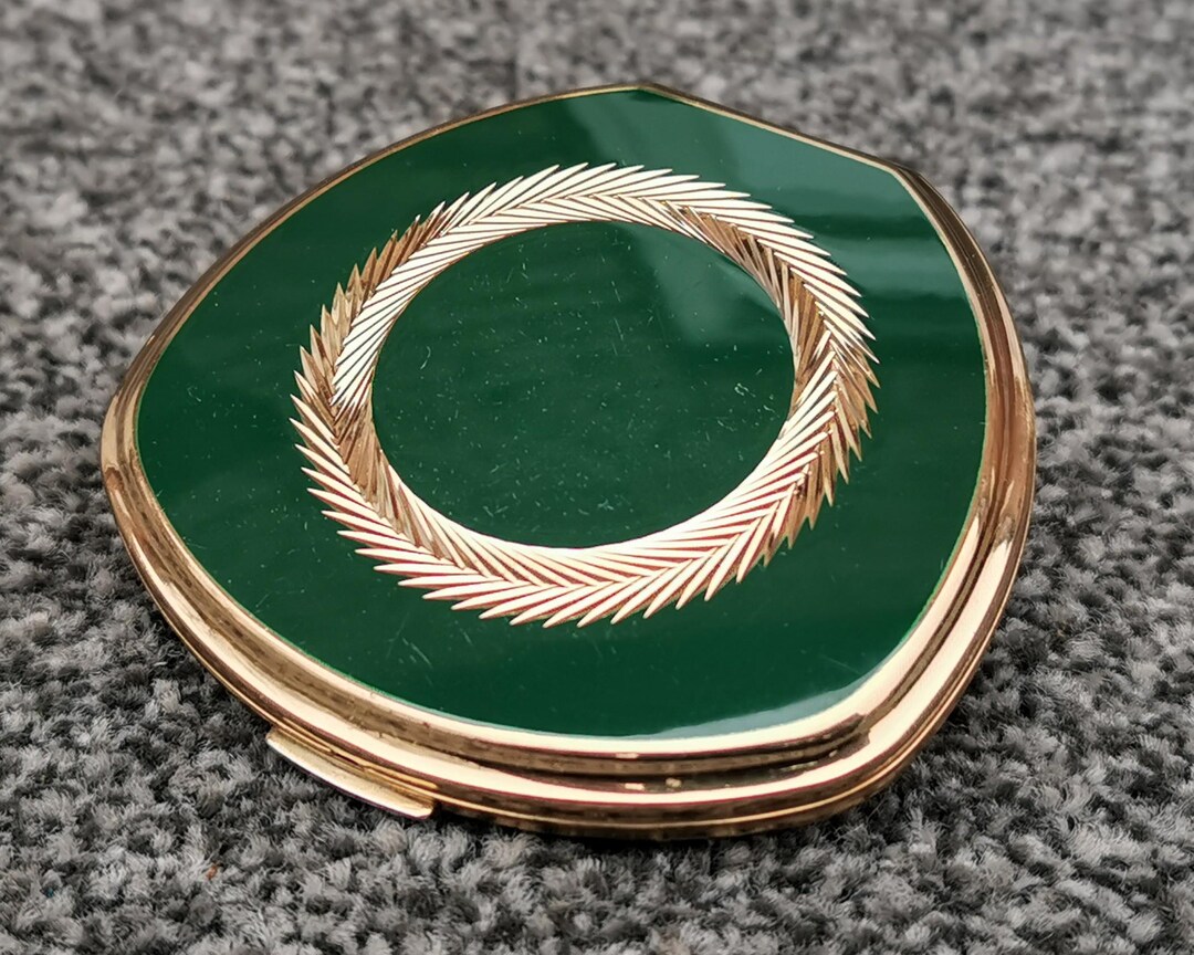 Stratton Emerald Green Vintage Powder Compact, Makeup Case Includes ...