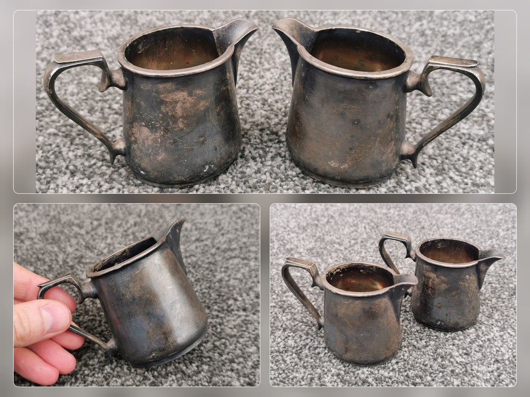 Pair of Vintage Embassy Hard Soldered Miniature Jugs 2.5" 6cm for Milk ...