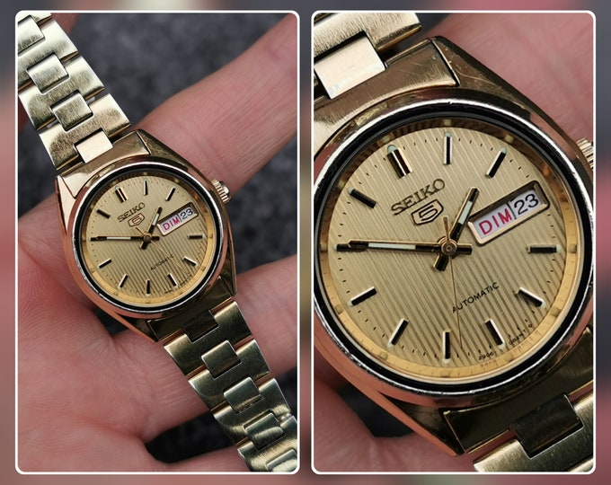 1984 Seiko 5 Automatic SGP Watch Day Date Indicator Gold-plated ...
